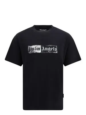 Palm Angels Stap T-shirt With Logo Ale - Black