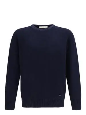 BROOKSFIELD Crewneck Sweater With Logo Patch - Blue