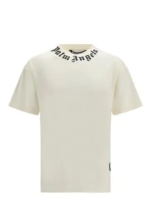 Palm Angels Logo Crewneck T-shirt Ale Cream