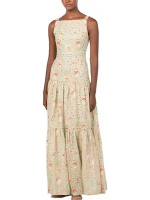 Agua Bendita Printed Linen Maxi Dress - Multicolor