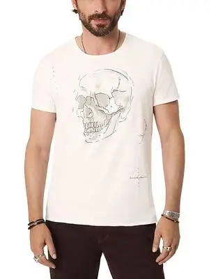 John Varvatos Raw Edge Skull Graphic T-shirt - Salt