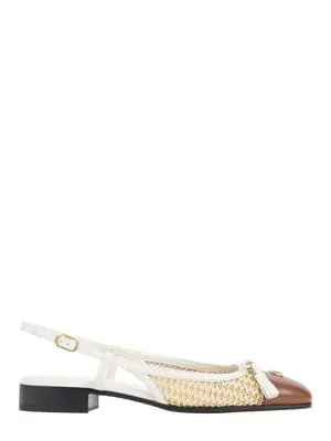 Valentino Garavani Ballerina Raffia Slingbacks With Gold Tone Vlogo Signature - Multicolor
