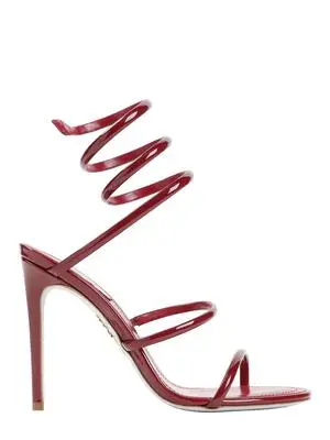 Rene Caovilla Patent Leather Stiletto Sandals With Crystal Embellishments - Red