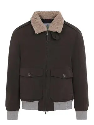 Brunello Cucinelli Water-resistant Jacket With Shearling Collar - Brown