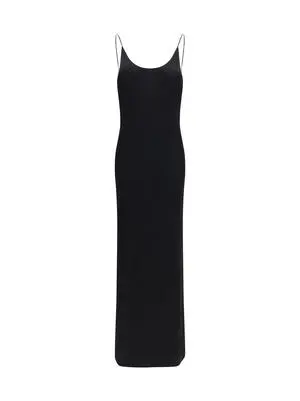 Saint Laurent Backless Knit Dress With Cassandre Chain - Black