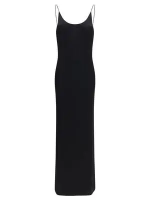 Saint Laurent Backless Knit Dress With Cassandre Chain - Black
