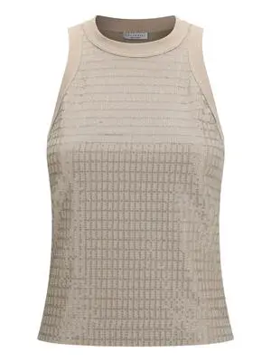 Brunello Cucinelli BRUNELLO CUCINELLI Cotton Top With Luminous Embroidery Cream