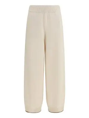 Brunello Cucinelli Cashmere Trousers With Ribbed Detailing - White