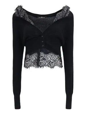 ERMANO SCERVINO Ermanno Scervino Lace Trimmed Cardigan - Black