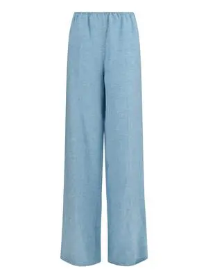 Loro Piana Sven Linen Palazzo Pants - Blue