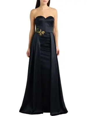 Chiara Boni La Petite Robe Lucyla Embellished Strapless Gown - Black
