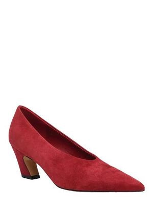 KENNETH COLE Ophelia Pointed Toe Block Heel Pumps - Red Suede