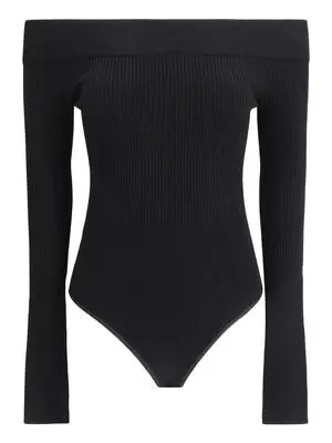ALAÏA Alaïa Off-Shoulder Ribbed Long Sleeve Bodysuit