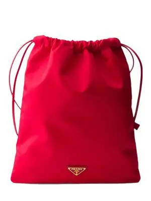 Prada Nylon Drawstring Clutch - Red