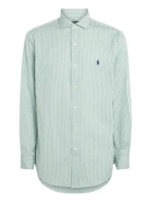 Polo Ralph Lauren Cotton Stripe Custom Fit Shirt - Green