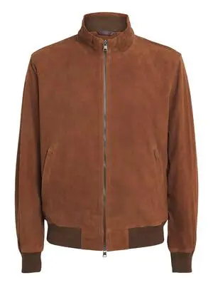 Polo Ralph Lauren Goat Suede Bomber Jacket - Brown