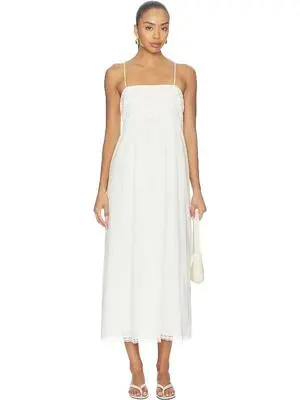Free People Free People Embroidered Midi Dress With Lace Trim Ivory