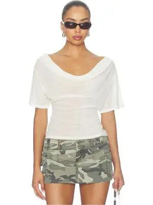 EB DENIM Cowl Neck Tee - Ivory