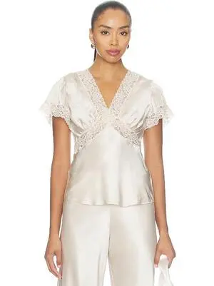 Cami Nyc Romola Lace Trim Silk Top - Oat