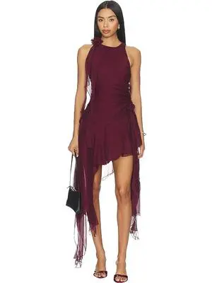 Bardot Ivana High Low Mini Dress - Deep Plum
