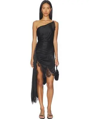 Bardot Rayner One Shoulder Dress With Lace Trim - Black
