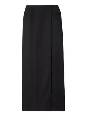 Brioni Wool Wrap Maxi Skirt - Black