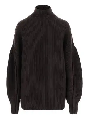 Carven Long-sleeved Ribbed High-neck Sweater - Chocolate