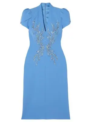 Jenny Packham Crystal-embellished Crepe Evening Gown - Blue