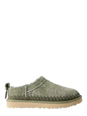 UGG Micro Biarritz Braided Leather-trimmed Brushed-suede Slippers - Green