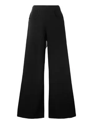 ALLUDE Wide-leg Wool And Cashmere-blend Pants - Black