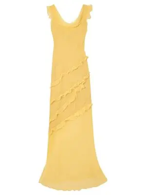 Saloni Silk Dress With Ruffled Details - No