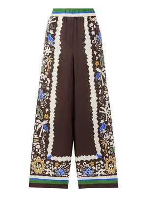 ALEMAIS Alemais Printed Linen Wide-Leg Pants No