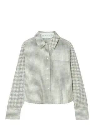 Proenza Schouler Checked Cotton-poplin Cropped Shirt - White