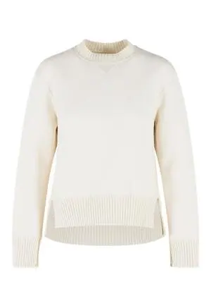 Sacai Sacai Crew-Neck Knit Top With Ribbed Details And Side Slits White