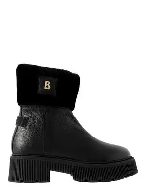 Bogner Turin Shearling-trimmed Textured-leather Ankle Boots - Black