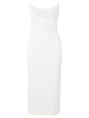 Alex Perry Strapless Crepe Midi Dress - White