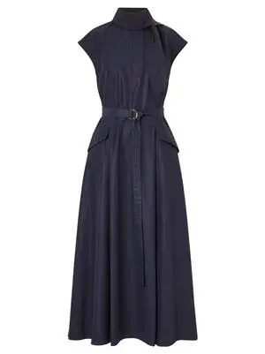 ADAM LIPPES Adam Lippes Belted Tie-Detailed Cotton-Poplin Maxi Dress