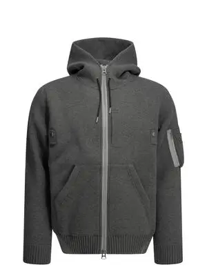 Sacai Hooded Zip-up Sweatshirt - Grey