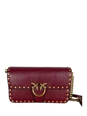 Pinko Stud Detailed Crossbody Bag - Red