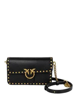 Pinko Stud Detailed Baby Love Slouchy Crossbody Bag - Black