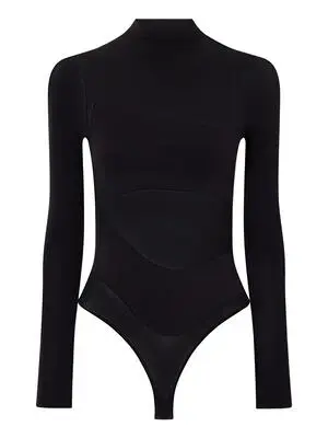 Wolford WOLFORD "Shade" Black Stretch-Jersey Paneled Bodysuit Black