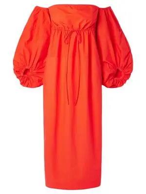 Rosie Assoulin Off-the-shoulder Midi Dress With Balloon Sleeves - Red