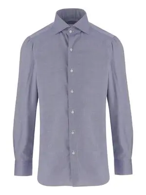 FINAMORE 1925 Button-up Rounded-hem Shirt - Purple