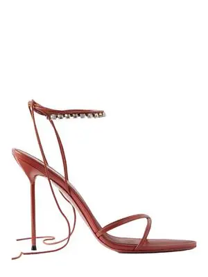 Paris Texas Embellished Lace-up Leather Sandals - Brown
