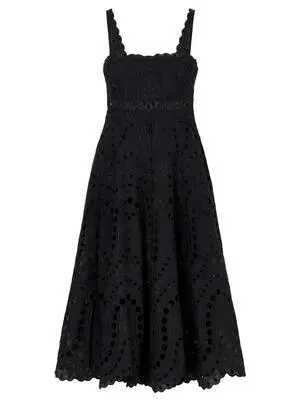 Charo Ruiz Ibiza Broderie Anglaise Cotton-blend Midi Dress - Black