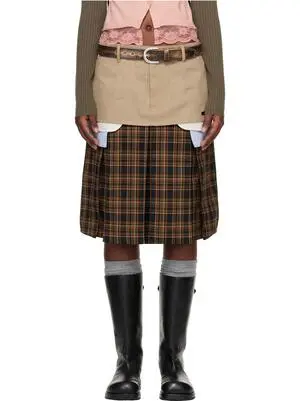 Andersson Bell Double-layered Pleated Midi Skirt - Brown