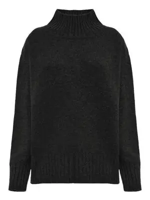 Malo Ribbed Turtleneck Knitted Sweater - Black