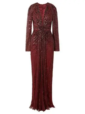 JENNY PACKHAM JENNY PACKHAM Nina Gathered Embellished Tulle Gown