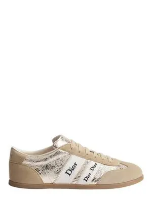 Dior Ribbon Suede And Lambskin Sneakers - Rice Brown