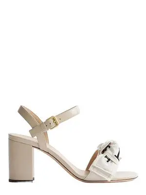 Dior Heeled Sandal With Bow Detailing - Nude